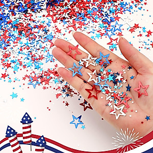 MARFOREVER 4th of July Confetti Patriotic Glitter Confetti Independence Day Party Decorations Red White Blue Twinkle Star Table Confetti for American Theme Events Party Veterans Memorial Day Decor