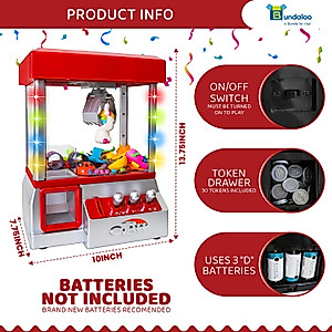 Bundaloo Claw Machine Arcade Game with Sound, Cool Fun Mini Candy Grabber Prize Dispenser Vending Toy for Kids, Boys & Girls (The Original Claw W/Lights)