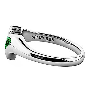 Sterling Silver Green CZ ULS-16434GR Ladies Modern Claddagh Ring (8)