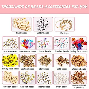 JOJANEAS Clay Beads for Bracelet Making Kits, 24 Colors 7200 Pcs Flat Round Polymer Heishi Beads, A-Z Smiley Letter Beads, Strings for Jewelry Making Kit Bracelets Necklace Gift for Girls 6-12
