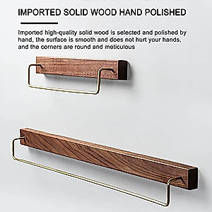 Wall-Mounted Towel Rack, Towel Bar Punch-Free Bathroom Shelf Solid Wood Retro Towel Bar, for Bathroom Bedroom
