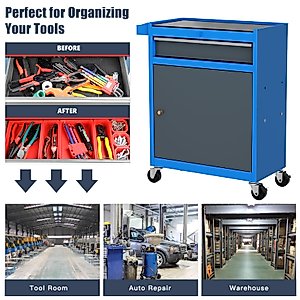AIRAJ PRO 4 Drawers Tool Chest with Wheels,Rolling Tool Chest with Tool Box Organizer Tray Divider Set,Detachable Cabinet Storage Tool Box with Hooks & Locking System for Workshop Mechanics Garage