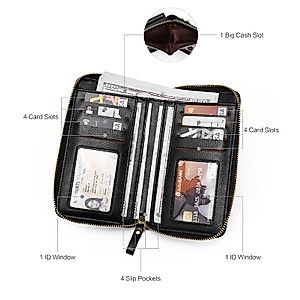 BROMEN Small Cell Phone Purse Crossbody Bags for Women Vegan Leather Wallet Purses with Credit Card Holder Black