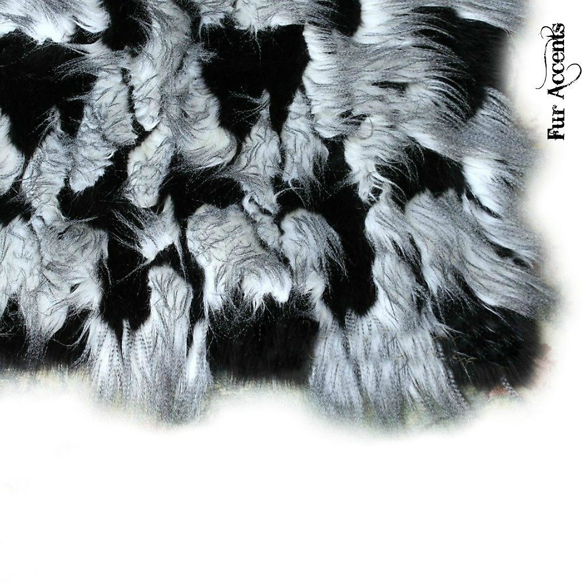 Premium Shaggy Black and White Faux Feather Fur Area Rug Shaggy Shag Luxury Sheep Rectangle Faux Fur 24"x36"