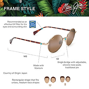 Maui Jim Mokupuni Round Sunglasses, Gold/Hcl Bronze Polarized, Medium