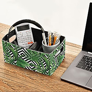 Exotic Jungle Palm Leaves Storage Basket Felt Storage Bin Collapsible Storage Box Shelves Cloth Baskets Organizer for Kids Bedroom Magazine