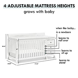 DaVinci Kalani 4-in-1 Convertible Crib and Changer Combo in White