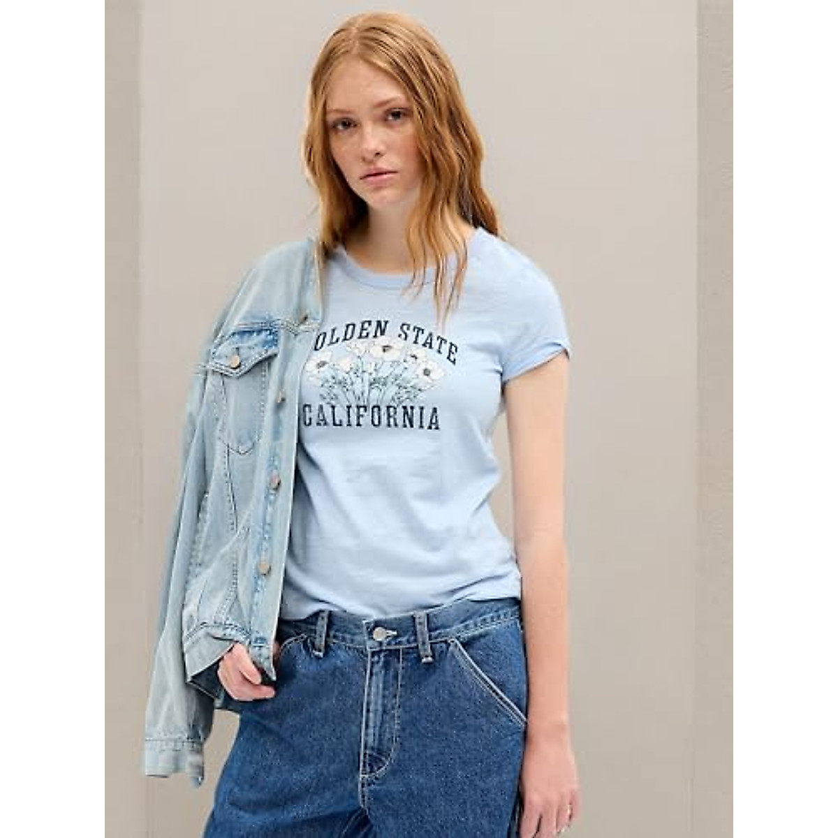 GAP Womens Foreversoft Short Sleeve Crew Neck T-Shirt Golden State M