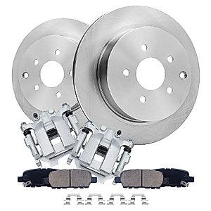 Detroit Axle - Rear Brake Kit for Infiniti M37 M56 Q50 Q60 Q70 Q70L QX60 Nissan Quest Murano Pathfinder Brake Rotors and Ceramic Brakes Pads Brake Calipers Replacement: 12.13" inch Rotors