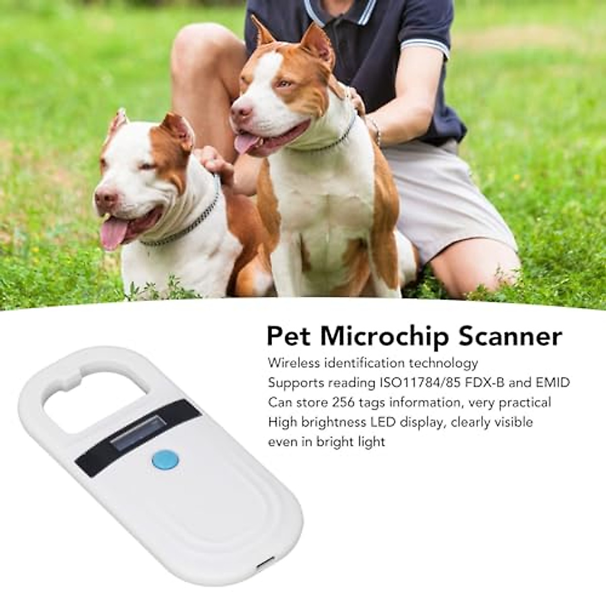 Pet Microchip Scanner, Easy to Use Animal ID Scanner Handheld for FDXB EMID Chip