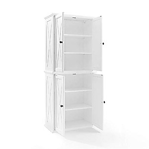 Crosley Furniture Clifton Tall Pantry, 2 Stackable Pantries, Distressed White