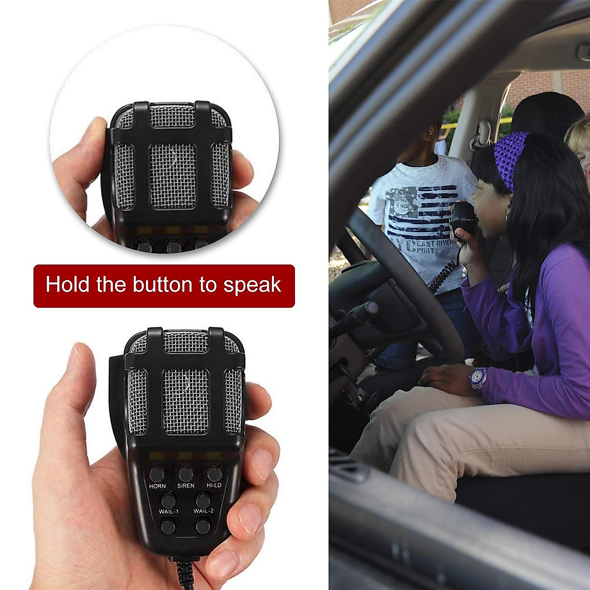 PARTOL Car PA System Truck Siren Horn 7 Tone Sound with Mic PA Speaker Vehicle Siren Megaphone Speaker 100W 12V Emergency Sound Amplifier with Microphone Police Fire Ambulance Hooter Traffic Sound