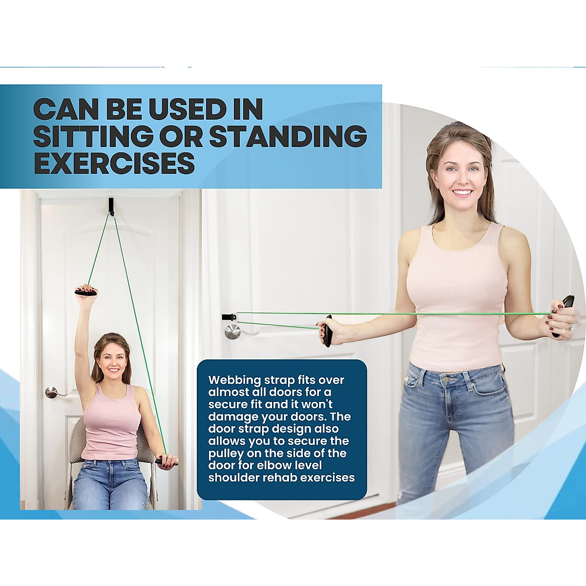 LiftAid Shoulder Pulley for Physical Therapy with Exercise Guide - Improves Shoulder Strength & Range of Motion - Reduces Pain, Helps in Muscle Recovery - Physical Therapy Equipment (Green)