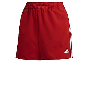 adidas Womens Woven 3-Stripes Sport Shorts Scarlet/White X-Small