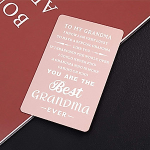 TANWIH Best Grandma Ever Gifts Grandmother Birthday card, Grandma Christmas Card, Engraved Wallet Insert