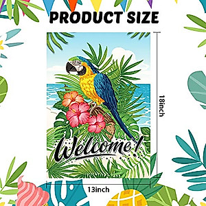 Parrot Garden Flag Parrot Yard Sign Beach Party Decorations Garden Decor Lawn Outdoor Decorations Yard Flags Welcome Tropical Rest Outdoor Ornament Double Side Welcome Summer House Flag Summer Garden Banner