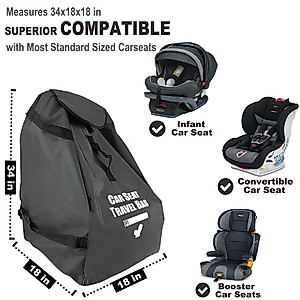 Car Seat Travel Bag for Air Travel - Profaster Airplane Carseat Gate Check Bag Backpack, Fold with Attached Carry Bag, Gray