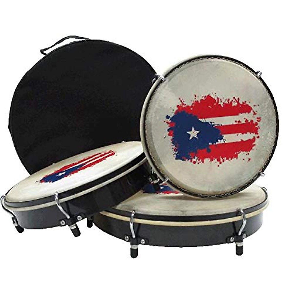 Set de Panderos - Pleneras de PVC con Bandera de Puerto Rico