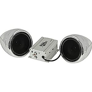 BOSS Audio Systems MC420B 3 Inch Motorcycle Speakers and Amplifier Audio Sound System – Class D Compact Amplifier, Weatherproof, Volume Control, ATV UTV Compatible, For Stereo, Tweeters