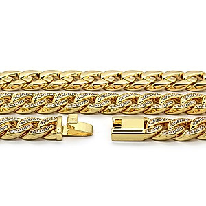 Mens Gold Plated Large Round Crown Pendant with 30" 12MM Cuban Chain Necklace/Bracelet