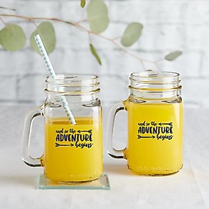 Kate Aspen "And So The Adventure Begins 12 oz. Mason Jar Mug with Lid - (Set of 6) (30048NA-TRV)