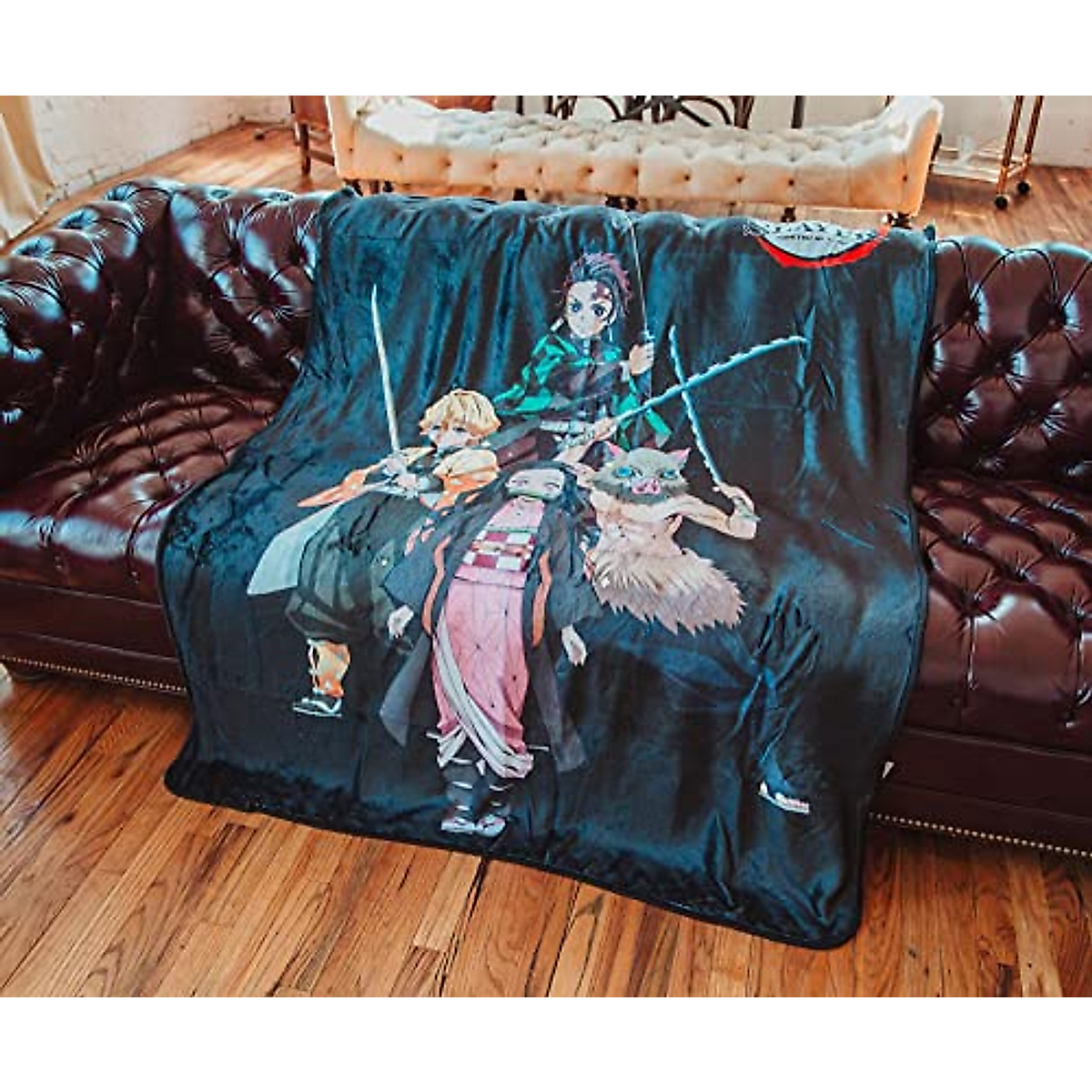 Surreal Entertainment Demon Slayer Group 45 x 60 Inch Fleece Throw Blanket Black