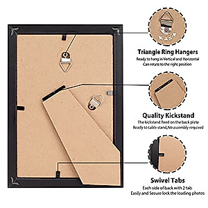 LaVie Home 4x6 & 5x7 Picture Frames (4 Pack, Black) Simple Designed Photo Frame with High Definition Glass for Wall Mount & Table Top Display, Set of 4 Classic Collection