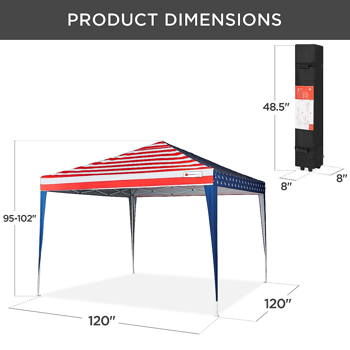 Best Choice Products 10x10ft Pop Up Canopy Outdoor Portable Folding Instant Lightweight Gazebo Shade Tent w/Adjustable Height, Wind Vent, Carrying Bag - American Flag