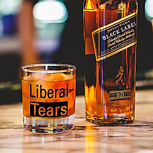 DAZLUTE Funny Liberal Tears Whiskey Glass, Leftist tears, Funny Political Gifts Manly Christmas Trump Gifts for Men Republican Conservative Christmas Birthday, White Elephant Gifts Exchange, 10 Oz