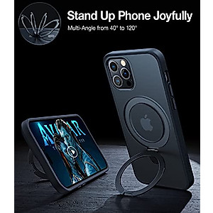 TORRAS Magnetic UPRO Ostand Designed for iPhone 12 Case & iPhone 12 Pro Case, Compatible with Magsafe Ring Stand, Military Grade Drop Protection, Shockproof Hard Translucent Slim 12 Phone Case, Black