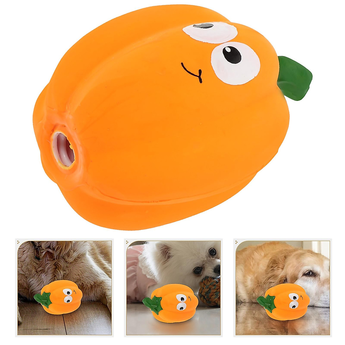 balacoo Squeaky Dog Toys - Latex Pumpkin Dog Toys for Small Dogs, Halloween Dog Toys, Puppy Chew Ball with Squeaker Dog, Grinding Teeth Toy Pet Interactive Play