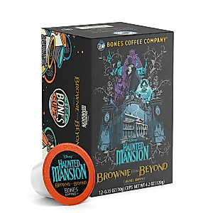 Bones Coffee Company Haunted Mansion Brownie From Beyond Coffee Pods Caramel Brownie Flavor Single-Serve Keurig Coffee Pods 1.0 & 2.0 Keurig Coffee Machine Compatible, Low Acid Medium Roast (12 ct)