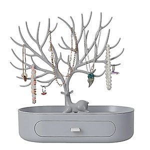 Deer Antler Jewelry Organizer & Holder - The Perfect Ideal Simple Solution Tray and Drawer for Storage and Organization of Necklaces, Rings, Bracelets, Watches & Earrings.