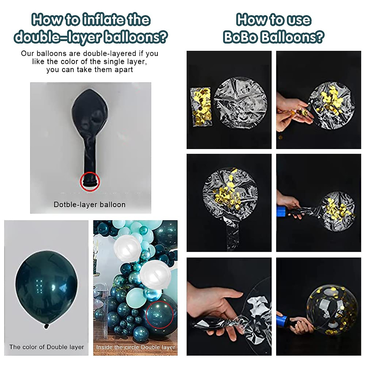 SKEFOLI Dark Teal Balloon Garland Arch Kit for Boys Men Green Jungle Wild One Safari Themed Party Decorations Supplies with Tassel Double-layer Balloons for Birthday Bridal Baby Shower (Dark Teal)