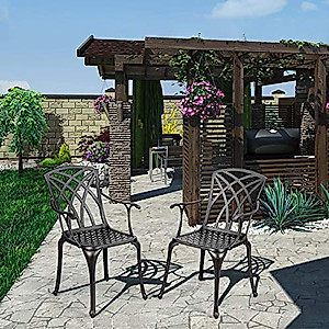 Giantex Set of 2 Outdoor Dining Chairs, Cast Aluminum Chairs with Armrest, 2-Pack Patio Armchairs for Garden, Backyard