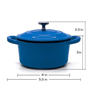 RJ Legend Mini Dutch Oven Pot Set of 3 - Enamel Surface, Non-Stick Cast Iron Cookware - Ideal Gift for Your Friends & Family - Blue, Green, White
