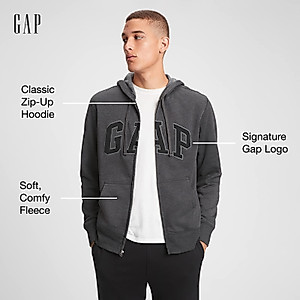 GAP mens Logo Hoodie Zip Sweatshirt, New Charcoal Grey, XX-Large US