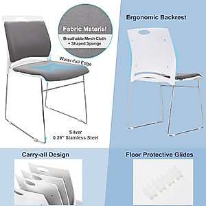 VACYOVKE 4 Pack Stacking Chairs 1102LB Capacity Home Office Guest Chair Set with Sled Base,Modern Reception Chair for Kitchen,Waiting Room,Multi-Purpose Room,Break Room,Training,Cafeteria