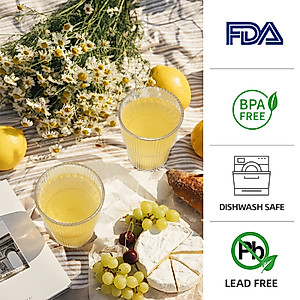 REALWAY Plastic Tumblers, Unbreakable Ribbed Glasses,17OZ Origami Style Drinking Cup, Reusable Plastic Glasses Drinking Dishwasher Safe, Clear Acrylic Cups -Stackable- for Kitchen Poolside, Set of 8