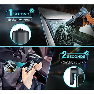 AUXTUR 6IN1 Vehicle Tire Inflator Portable Air Compressor|Escape Tool with Safety Hammer and Seat Belt Cutter|Car Tire Air Pump with LED Light|Digital Tire Pressure Gauge|Car Accessories for Emergency