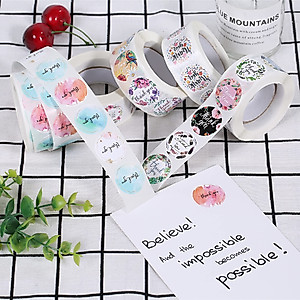 Thank You Stickers 2500 Pieces Round Kraft Label Seals Small Business Stickers for Greeting Cards Envelopes Decor or Gift Bags Packaging (5 Rolls Pattern B)