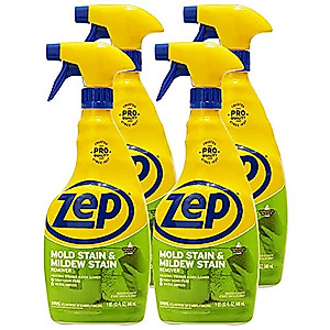 Zep Mold Stain and Mildew Stain Remover - 32 oz (Pack of 4) ZUMILDEW32 - Professional Strength No Scrub Formula