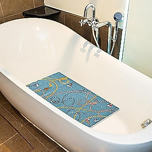 Bath Tub Shower Mat - Anti-Slip PVC Material 15.1x26.8 in, Gentle Cushioning Quick Drying Suction Cups Reliable Solution - Vintage Rope Pattern Non-Slip Floor Mat