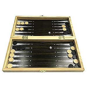 Chess Portable Set Checkers Set Wooden 3 in 1 Printed Chessboard Travel Board Games International Set Backgammon Checkers Game LQHZWYC (Color : 34 X 34 cm)