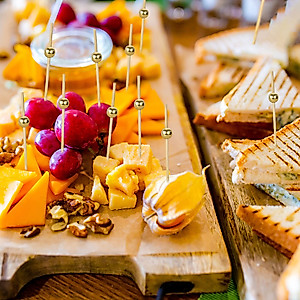 [300 Pcs] Cocktail Picks Toothpicks for Appetizers - 4.7 inch Gold Pearl Cocktail Toothpicks for Drinks Burgers Sandwich Party Decoration