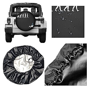 Evolution of Man Funny Scuba Divi Tire Cover Spare Tire Type Cover Wheel Protectors Weatherproof Vinyl Leather Fit Truck, Trailer Rv, SUV 17 Inch