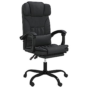 Reclining Office Chair,Rolling Chair,Swivel Chairs,Ergonomic Office Chair,Executive Chair,for Your Living Room,Bedroom,Office,Study,Makeup Vanity, Black Faux Leather