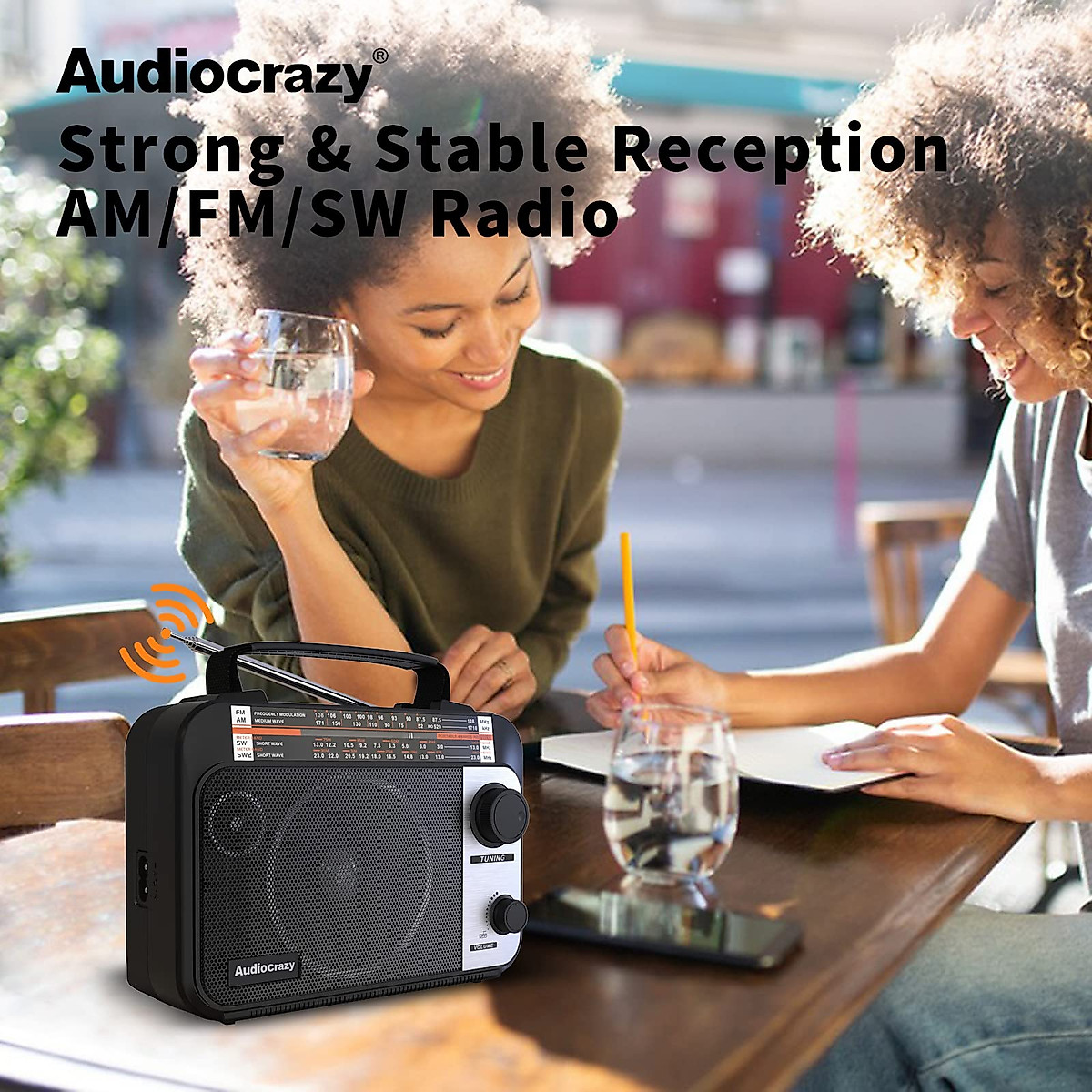 AM/FM/SW1/SW2 Radio Transistor Radio AC or Battery Operated with Best Reception Big Speaker and Precise Tuning Knob with AUX in & 3.5mm Earphone Jack