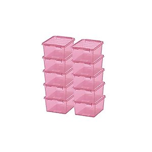 SmartStore - Colour 2 - Set of 10 Storage Boxes - Pink - 21 x 17 x 11 cm - 2l