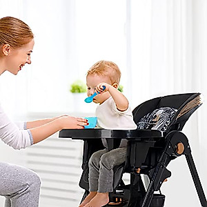 High Chairs for Babies and Toddlers, 8 in 1 Baby High Chair Clearance with Adjustable Seat Back Detachable Seat Cushion and Double Removable Tray, Portable Baby Booster Seat with Wheels (Black)